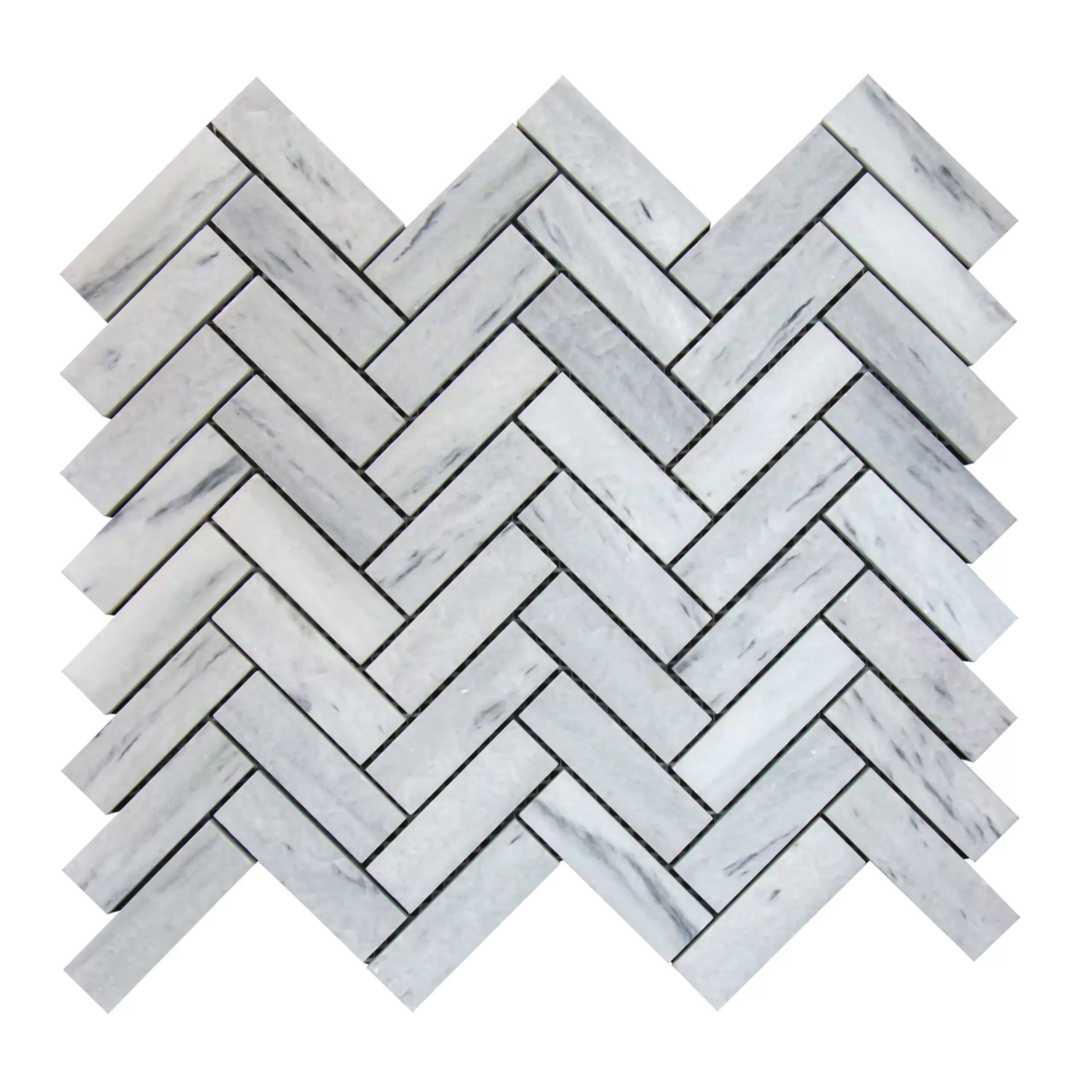 Solto White 1×3 Herringbone Mosaics – Harmony Stone